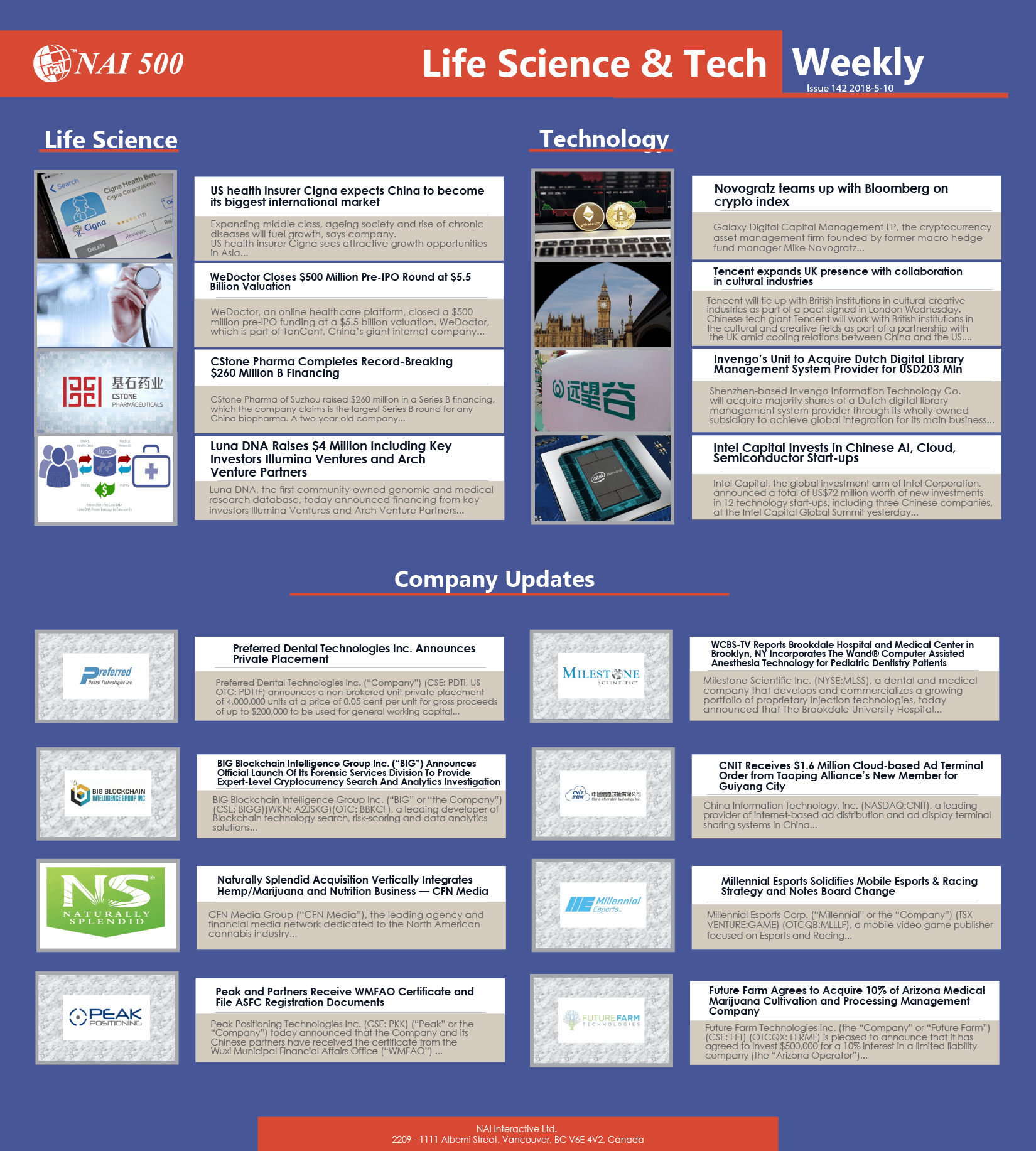 Life Science & Technology Weekly 142 - US health insurer Cigna expects ...