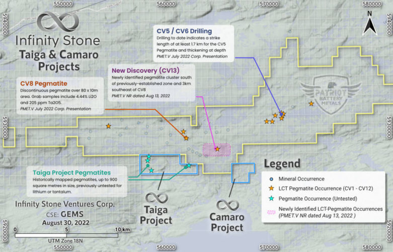 Infinity Stone Options Taiga Lithium Project Adjacent to Patriot ...
